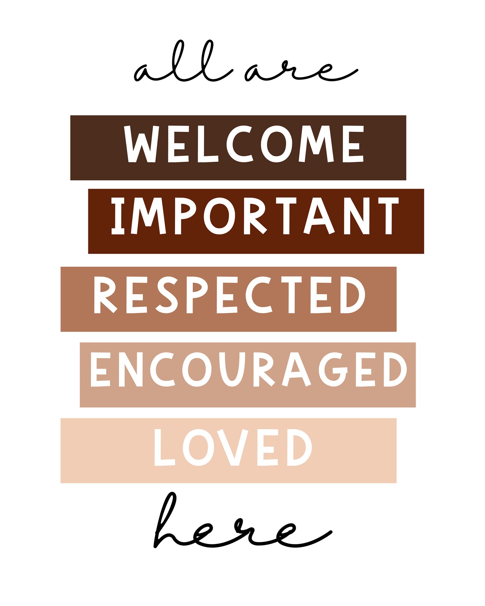 Equality Poster Kindness Matters All Are Welcome Diversity - Etsy