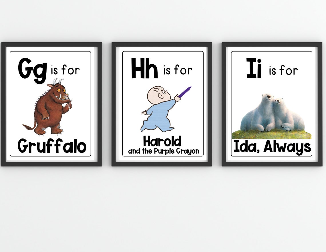 Printable Children's Book Character Alphabet Posters, Classroom and ...
