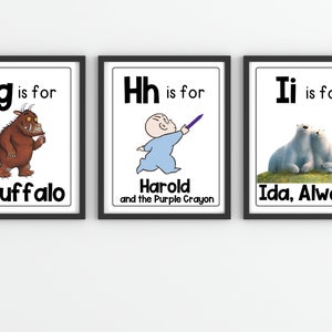 Printable Children's Book Character Alphabet Posters, Classroom and ...