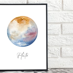 Watercolor Planet Print Set of 9, Space Decor Planet Prints, Solar ...