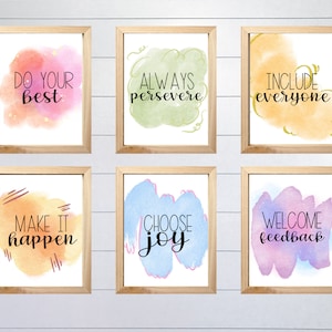 Watercolor Positive Affirmations, Classroom Decor, Motivational Poster ...