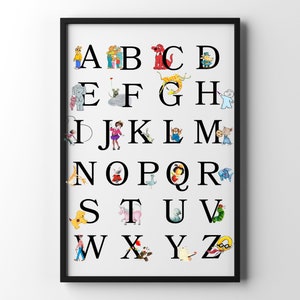 Whimsical Alphabet Poster: Children's Book Characters, Nursery Decor ...