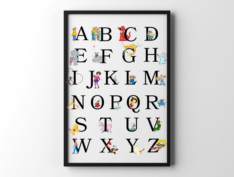 Whimsical Alphabet Poster: Children's Book Characters, Nursery Decor ...