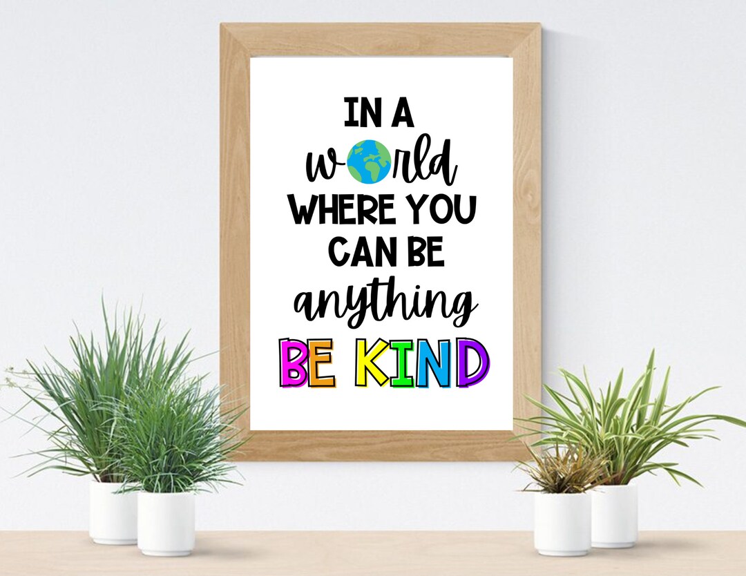 Be Kind Rainbow Classroom Poster: Modern Minimalist Decor (digital ...