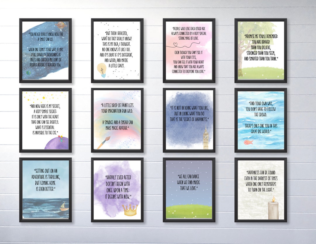 Children's Literature Inspirational Quote Print Set, Gallery Wall ...