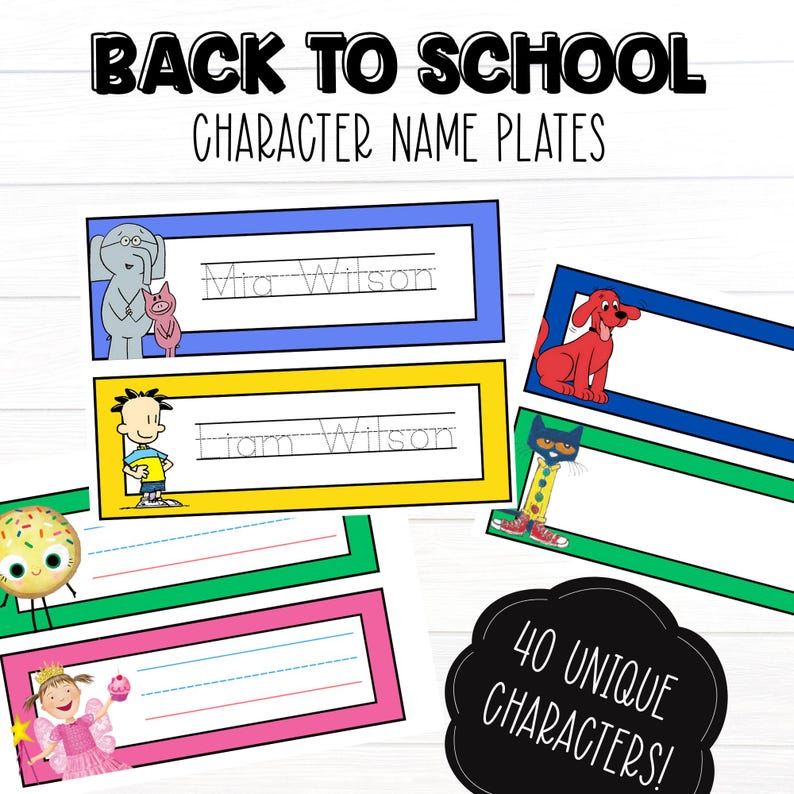 Children's Book Character Name Tags: Editable Classroom Desk Plates ...
