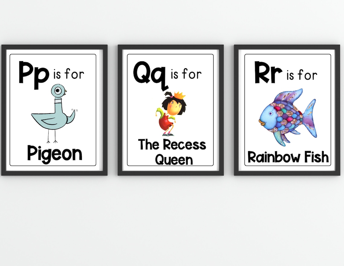 Printable Children's Book Character Alphabet Posters, Classroom and ...