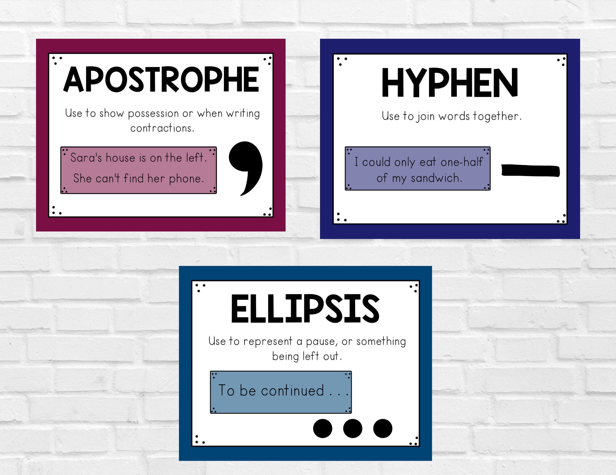 Punctuation Posters Classroom Decor Printables Writing - Etsy