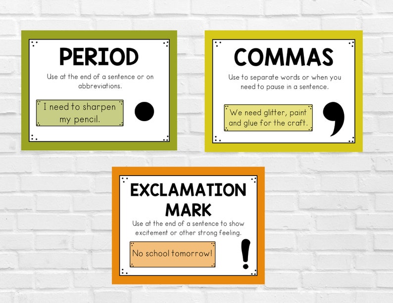 Punctuation Posters Classroom Decor Printables Writing - Etsy