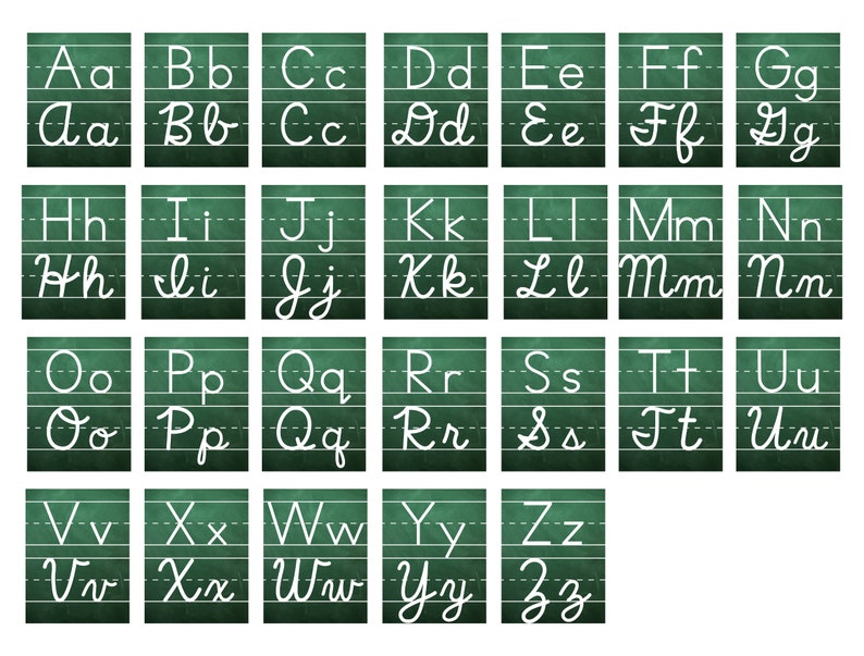 Cursive and Print Alphabet Reference Posters for Elementary Classroom ...