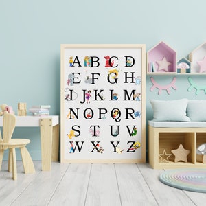 Whimsical Alphabet Poster: Children's Book Characters, Nursery Decor ...