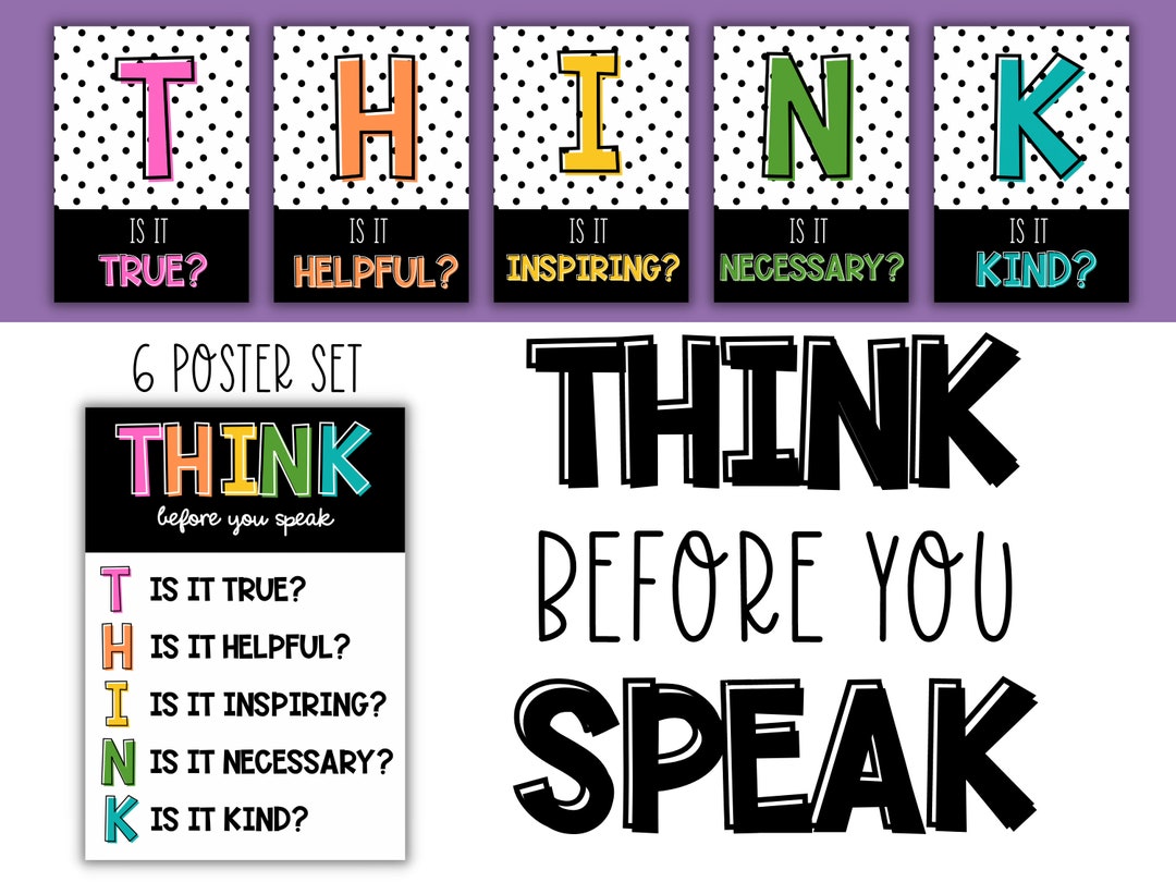 Encourage Critical Thinking: Set of 6 Student Posters - THINK Before ...