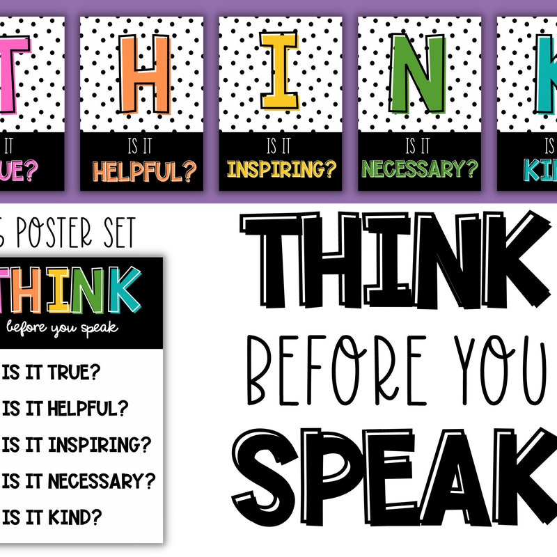 Think Before You Speak Poster - Etsy