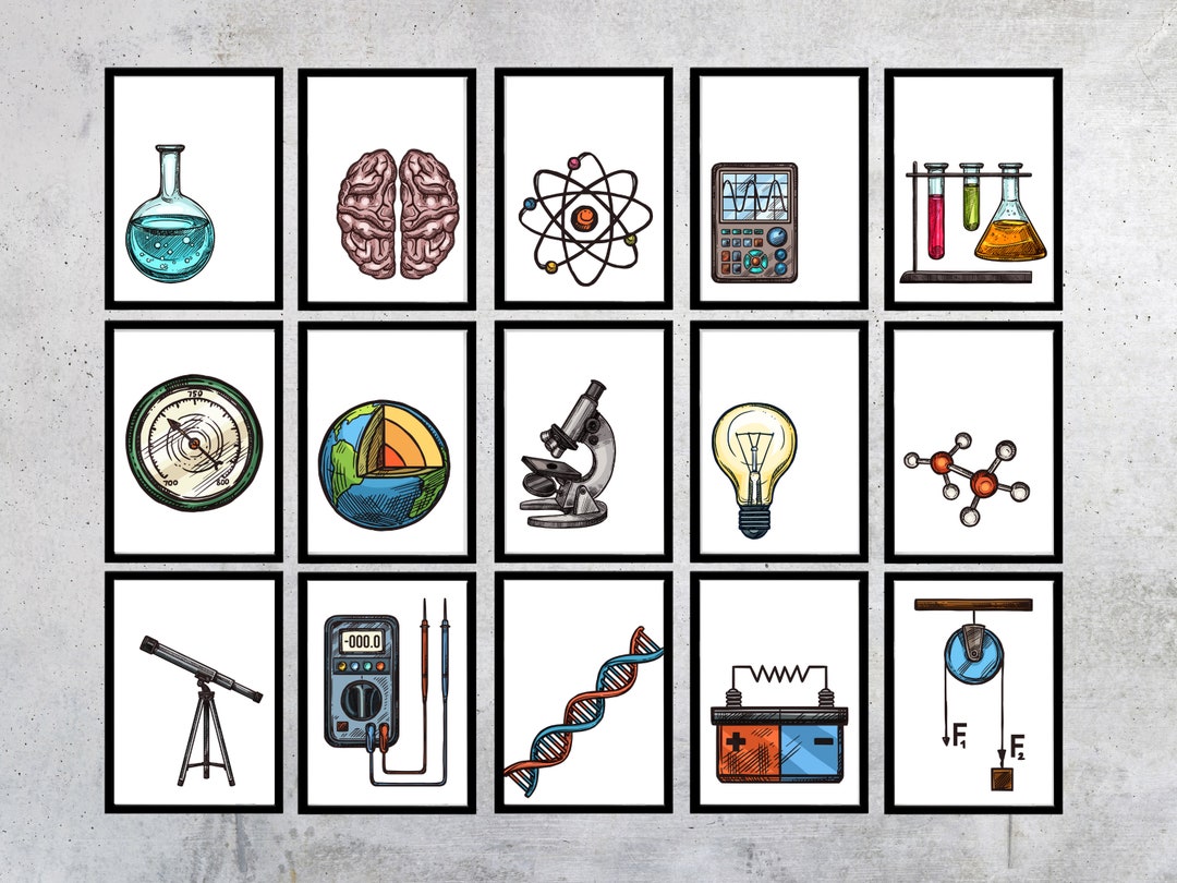 Science-inspired Gallery Wall Collection, Set of 15, Science Classroom ...