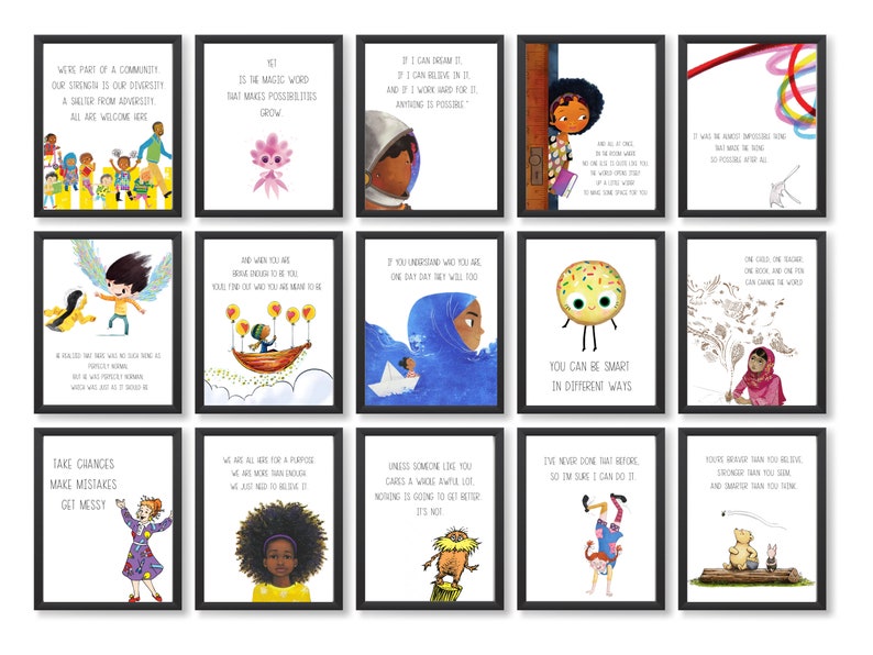 Children's Story Book Quote Prints: Classroom Library Decor (instant ...