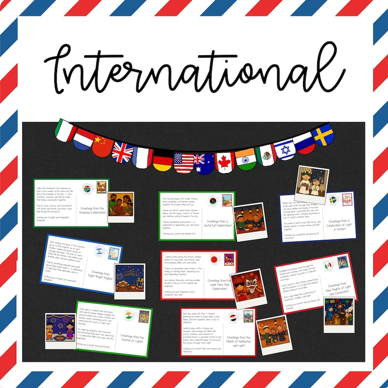 Holidays Around the World Postcards & Polaroids | Classroom Bulletin ...
