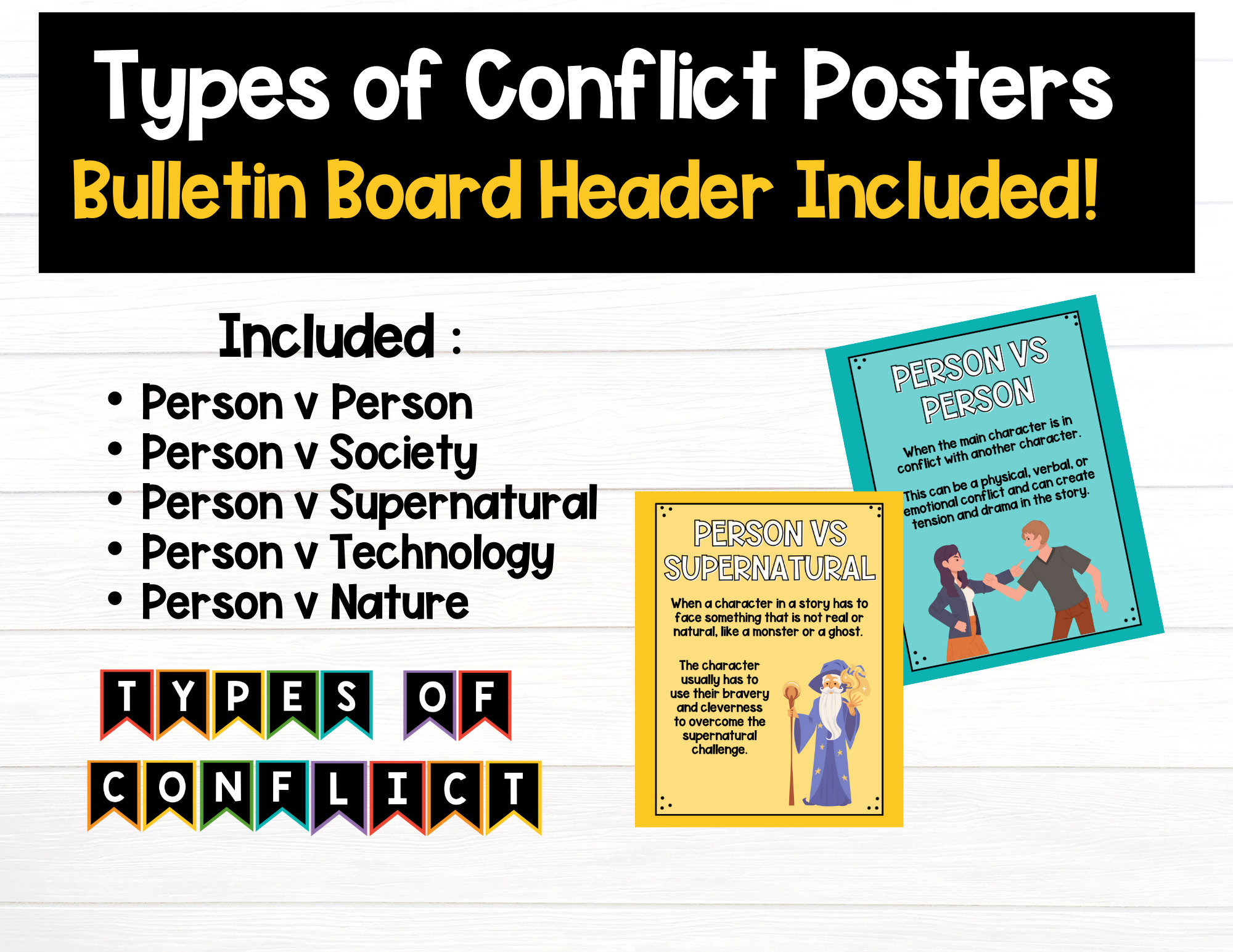 Types of Conflict Posters Classroom Decor Printables Reading - Etsy ...
