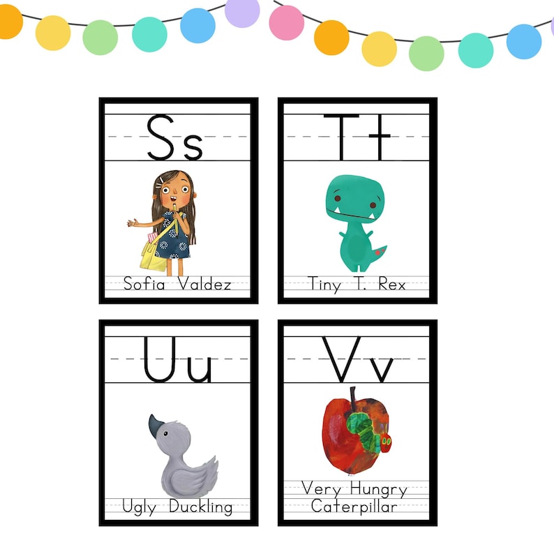 Book Character Posters, Alphabet Posters, Elementary Decor, Handwriting ...
