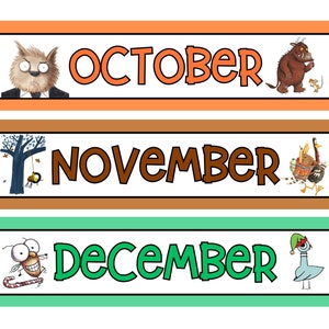 Children's Book Character Calendar Headings: Classroom Decor - Etsy