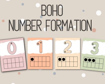 Boho Themed Number Formation Posters, Teacher Classroom Decor for ...
