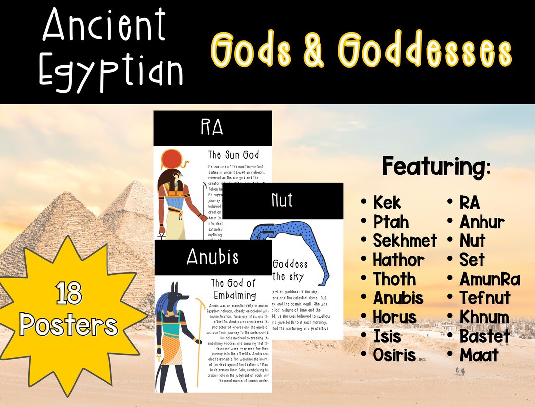 Ancient Egyptian Gods and Goddesses Poster Set: Classroom History Decor ...