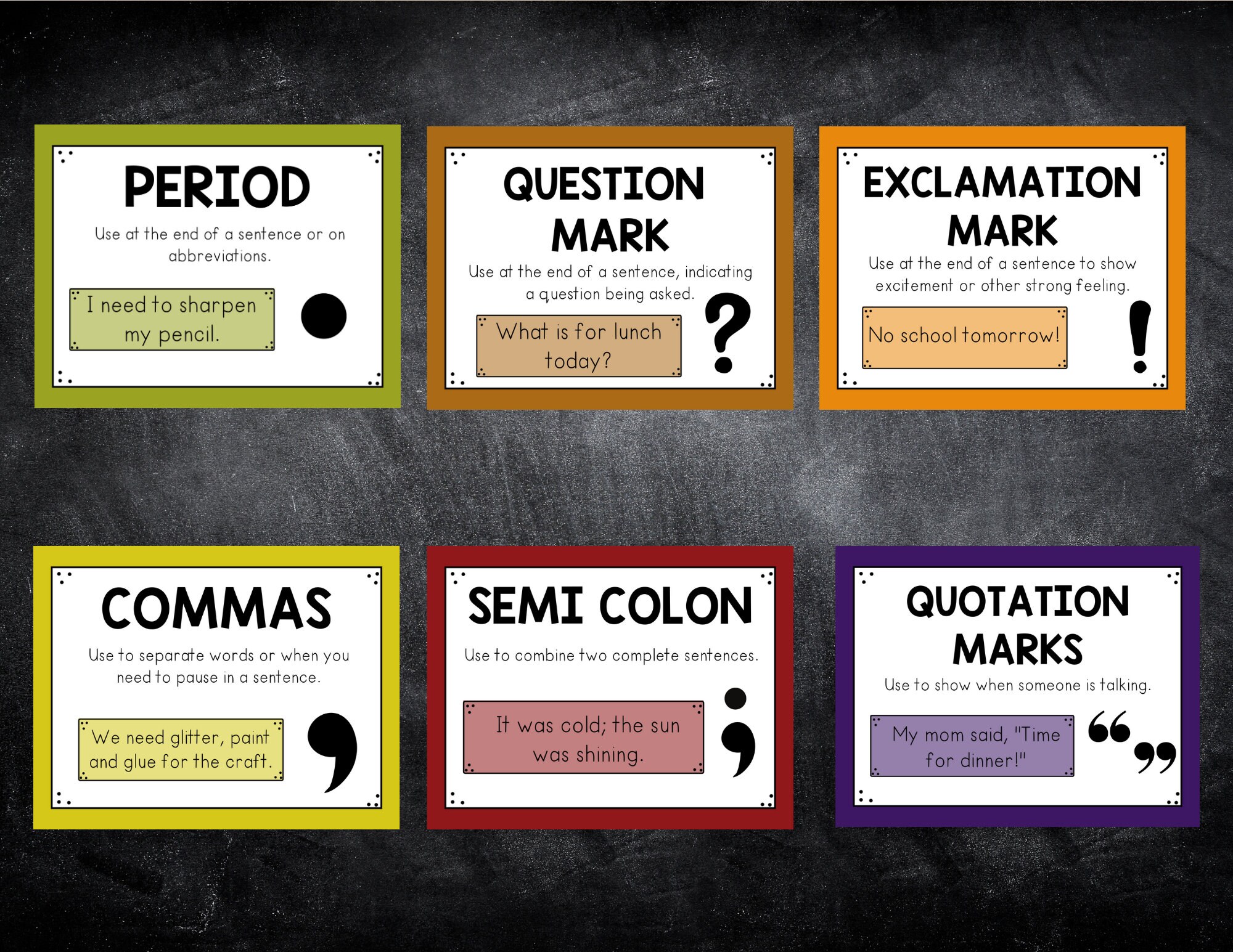 Punctuation Posters Classroom Decor Printables Writing - Etsy