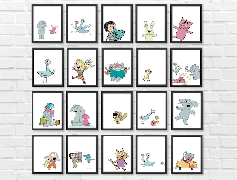 Elephant and Piggie Printable Children's Book Character Gallery Wall ...