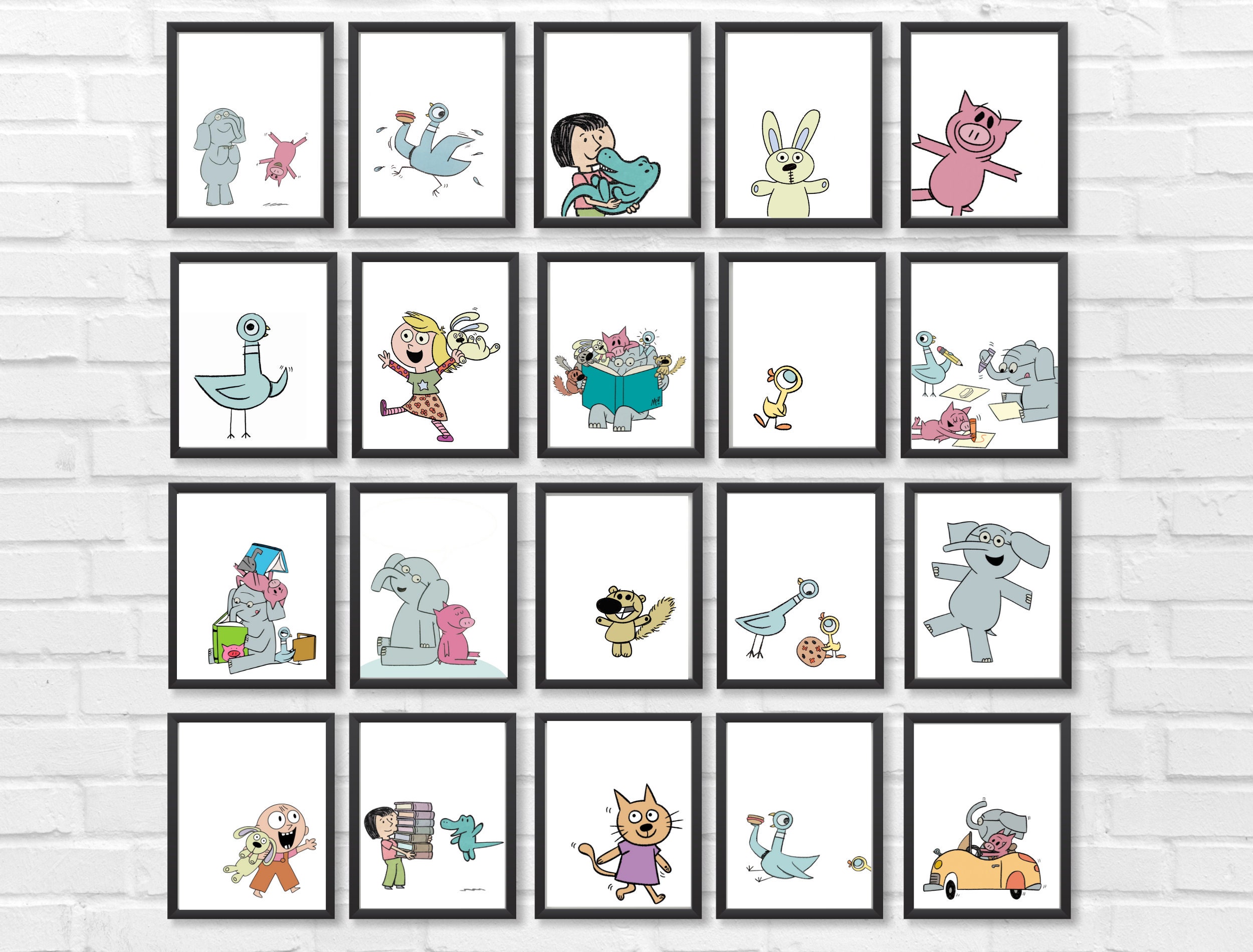 Elephant and Piggie Printable Children's Book Character Gallery Wall ...