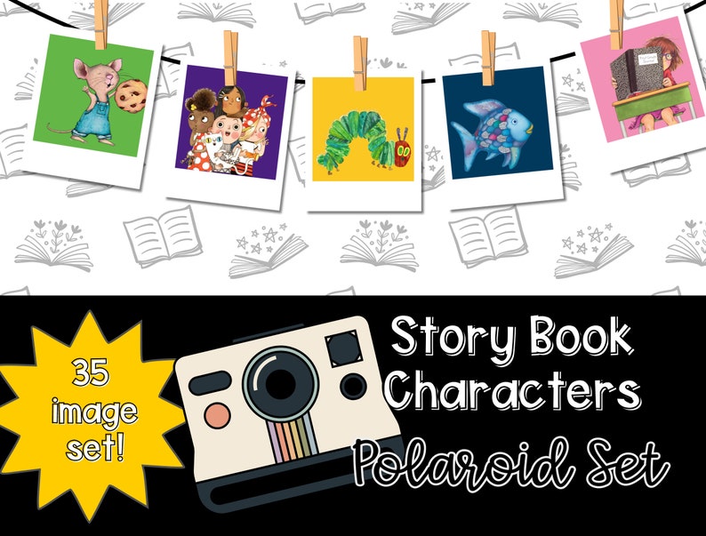Printable Children's Book Character Polaroid Style Bundle, Classroom ...
