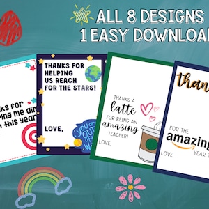 Teacher Appreciation Week Printable Cards: Cute Gift Card Holders - Etsy