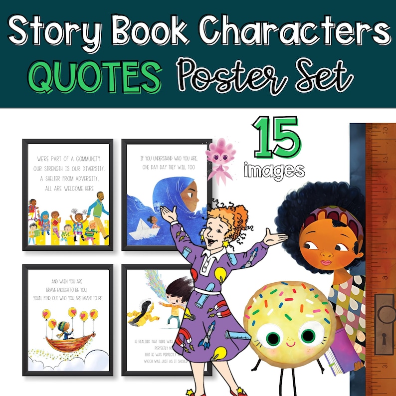 Children's Story Book Quote Prints: Classroom Library Decor (instant ...