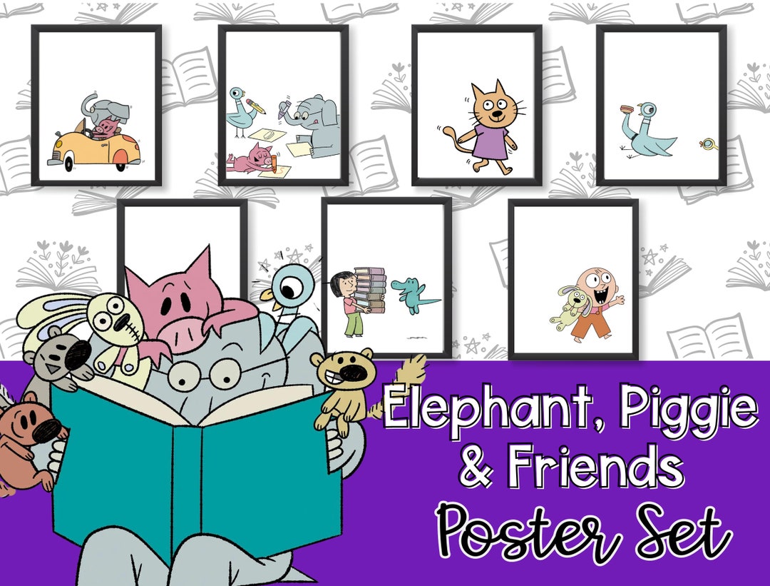 Elephant and Piggie Printable Children's Book Character Gallery Wall ...