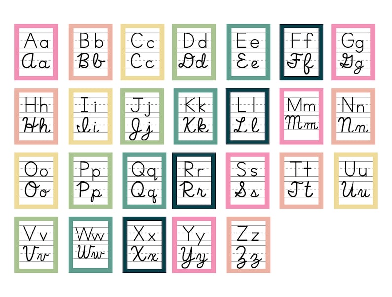 Cursive and Print Alphabet Reference Posters for Elementary Classroom ...