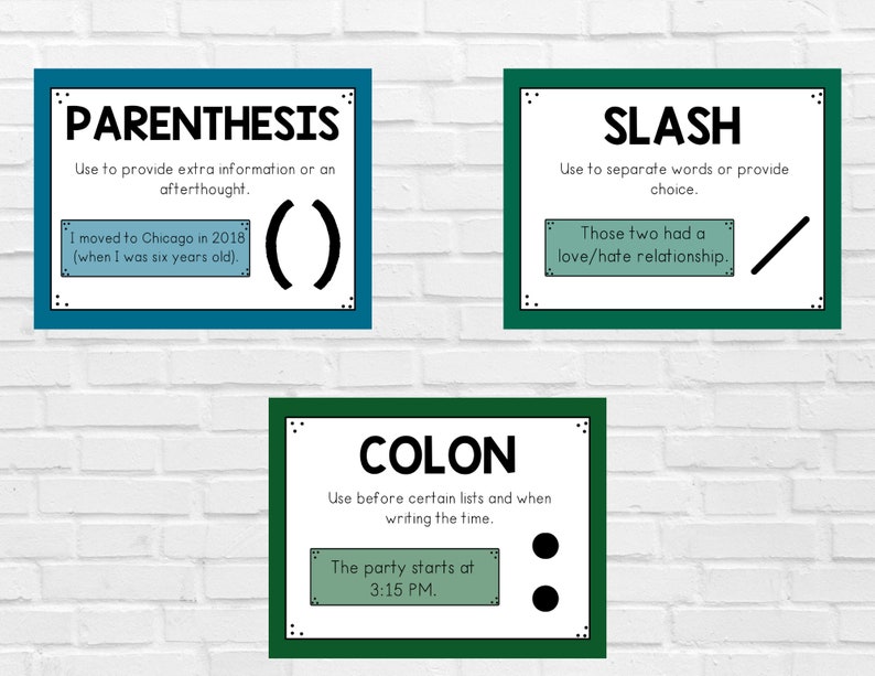 Punctuation Posters Classroom Decor Printables Writing - Etsy