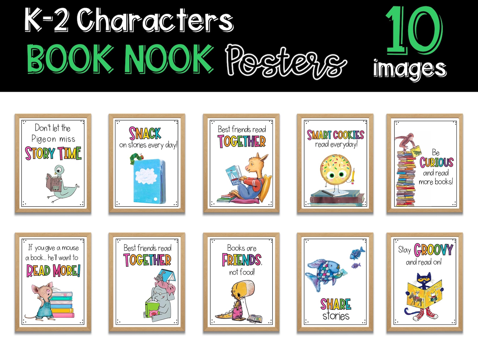 Reading Corner Posters: Beloved Characters, Classroom Wall Art (10 ...