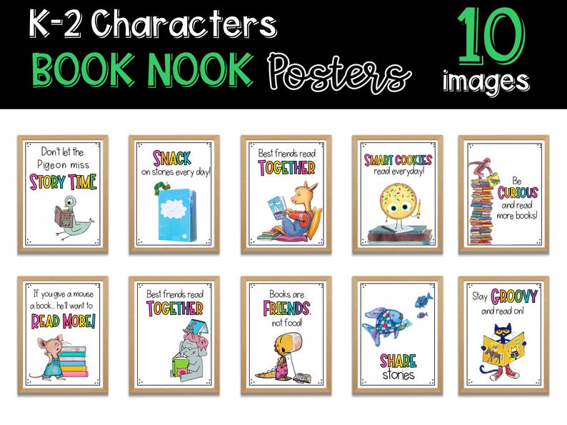 Reading Corner Posters: Beloved Characters, Classroom Wall Art (10 ...