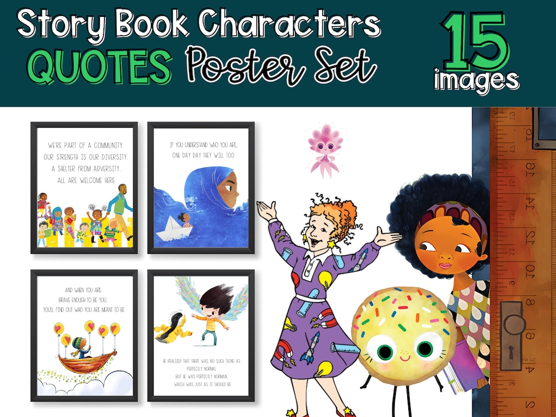 Children's Story Book Inspirational Quote Print Set, Character Gallery ...