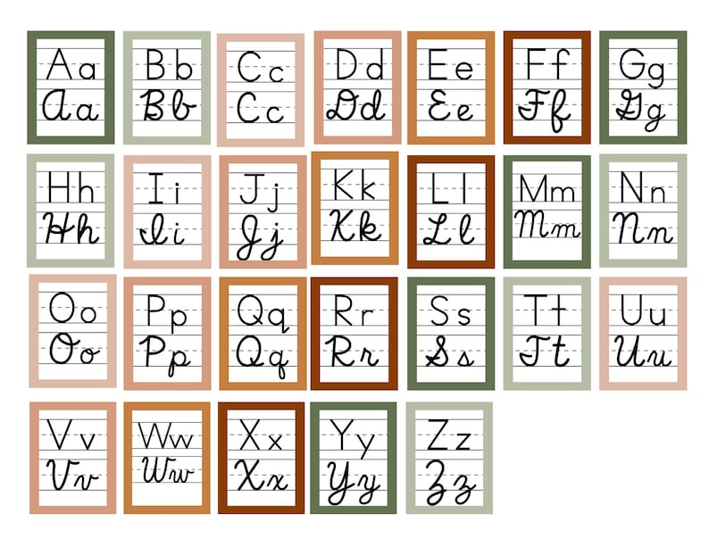 Cursive and Print Alphabet Reference Posters for Elementary Classroom ...