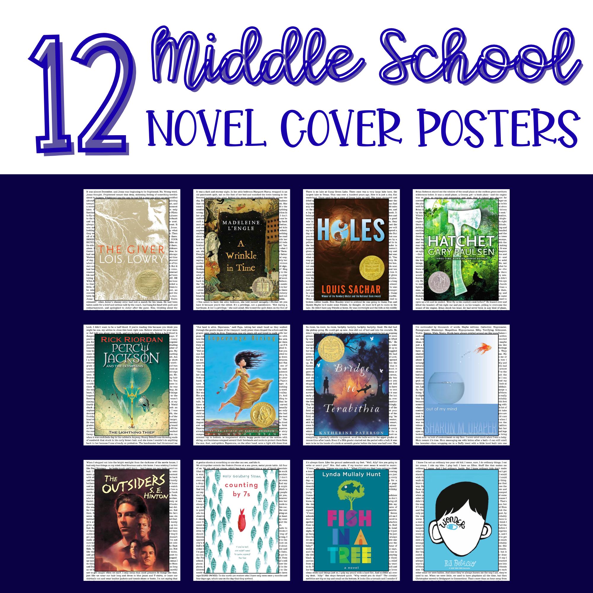 Middle School Novels Poster Set: ELA Classroom Library Art - Etsy