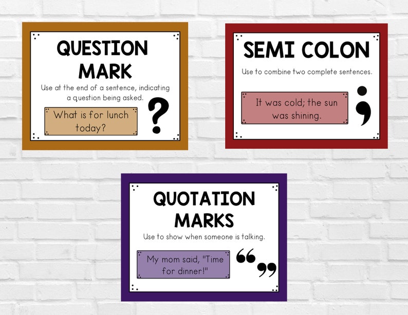 Punctuation Posters: Classroom English Grammar Decor (digital Download ...