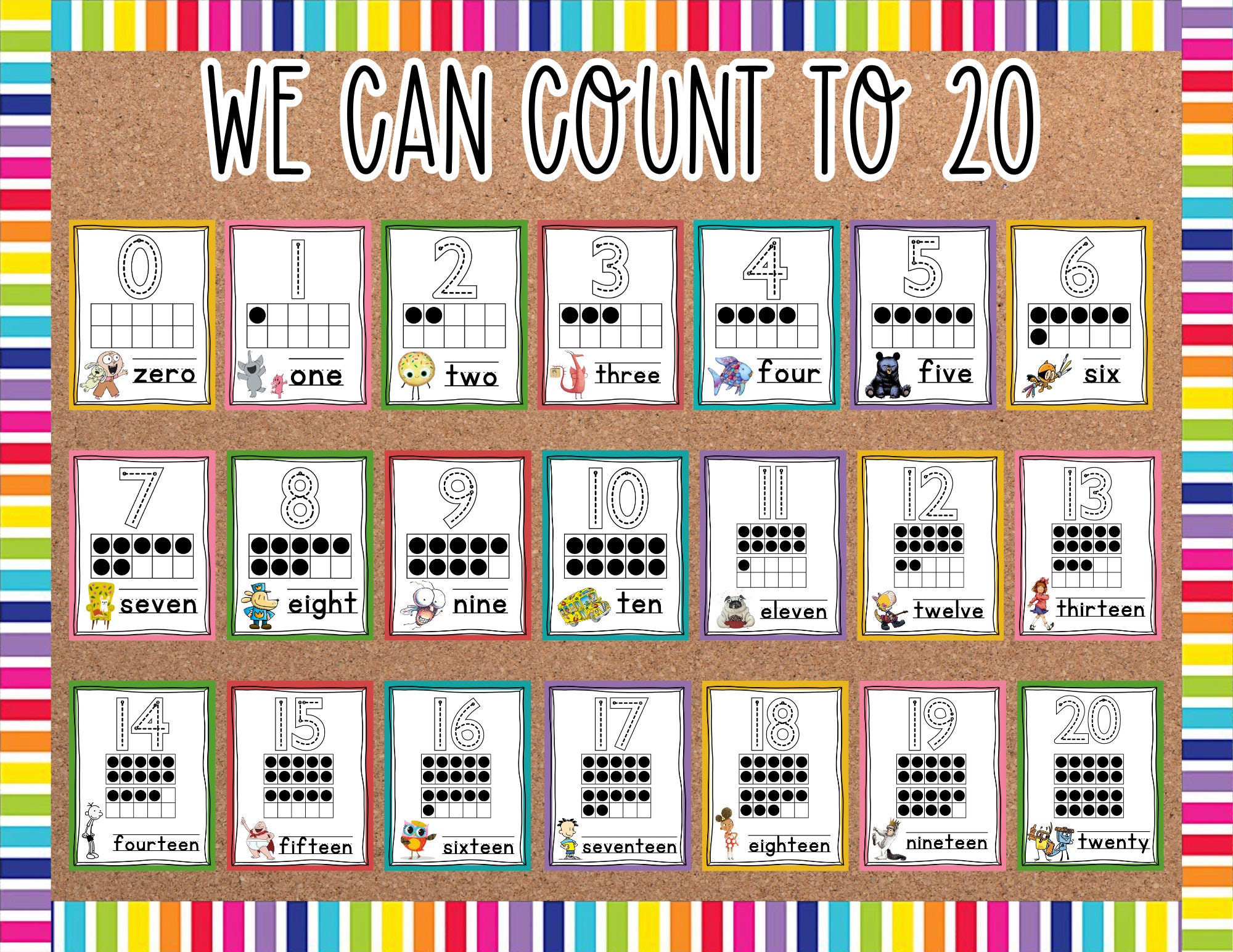 Book Character Posters: Counting 0-20 With Ten Frames - Etsy
