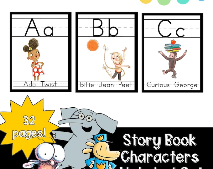Library Favorite Book Characters Printable Alphabet Letter Posters ...