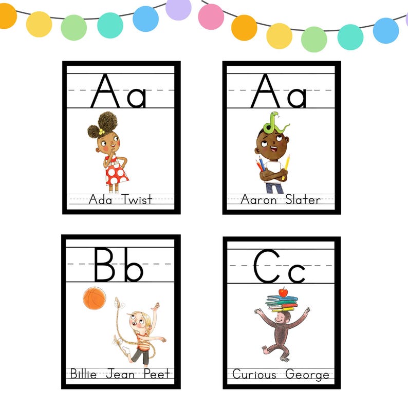 Book Character Posters, Alphabet Posters, Elementary Decor, Handwriting ...