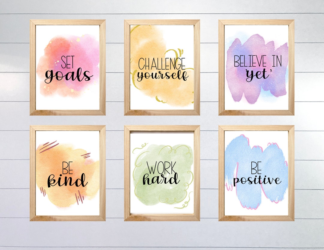 Watercolor Positive Affirmations, Classroom Decor, Motivational Poster ...