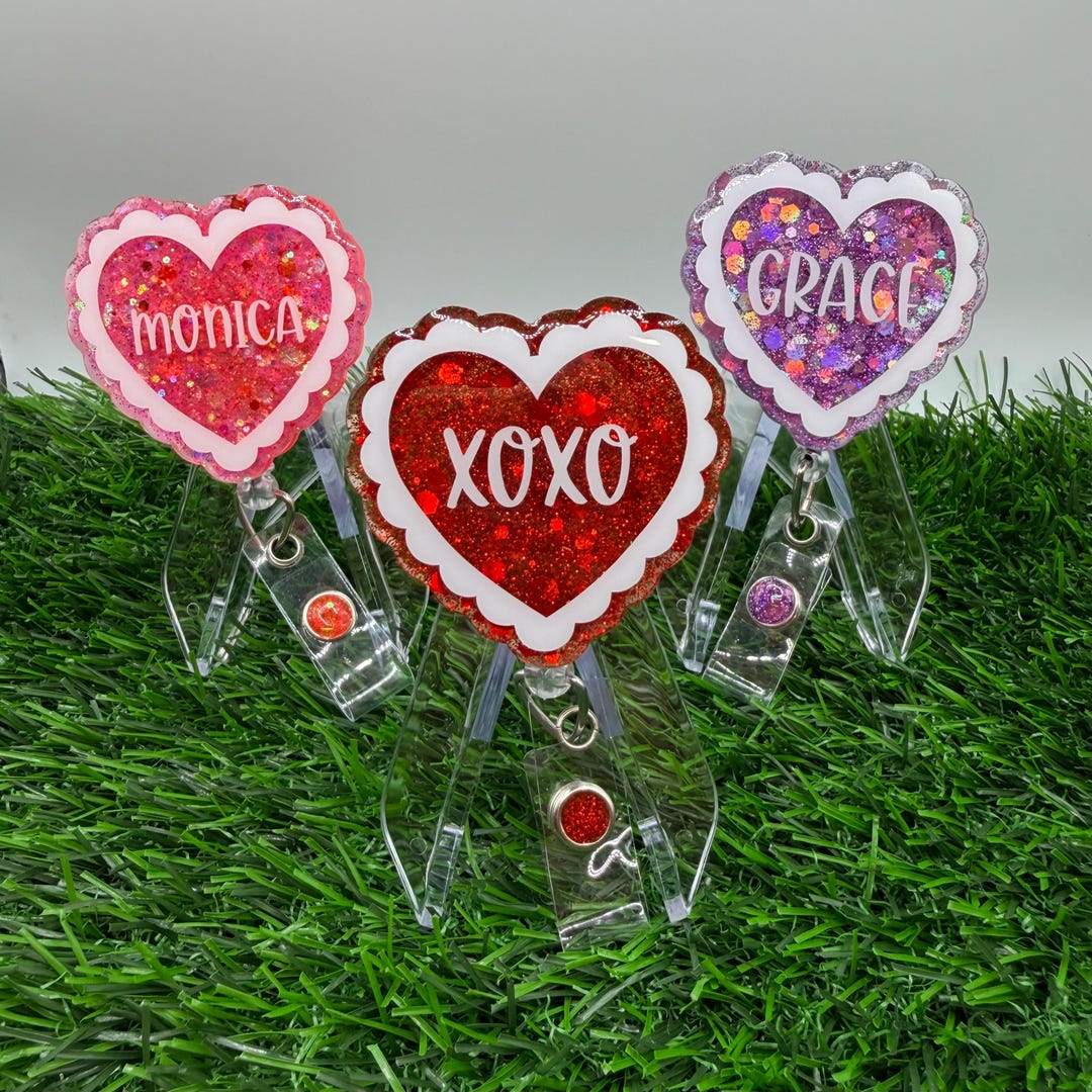 Personalized Valentine's Day Heart Retractable Badge Reel - Etsy