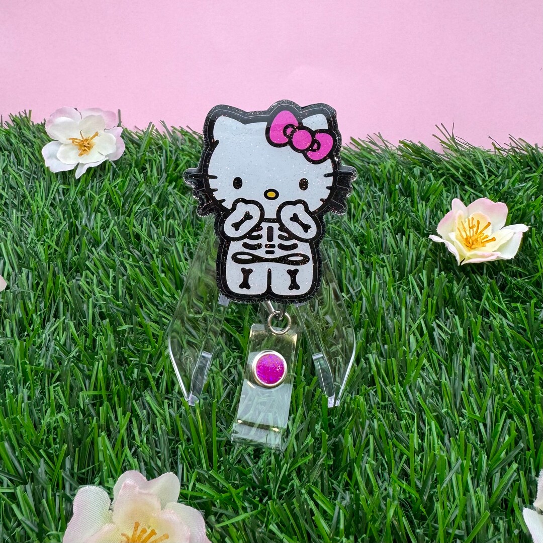 Skeleton Kitty Retractable Badge Reel - Etsy