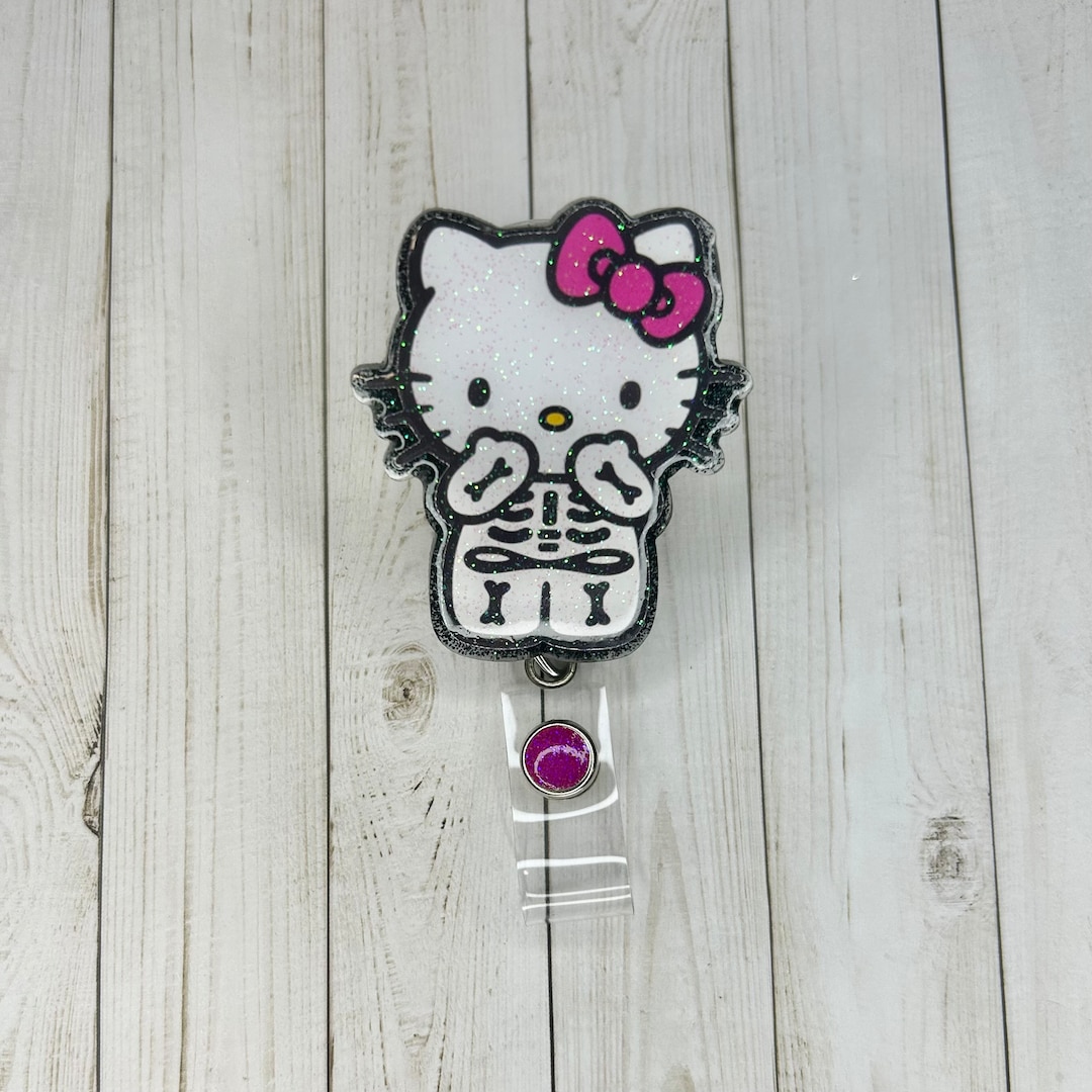 Skeleton Kitty Retractable Badge Reel - Etsy