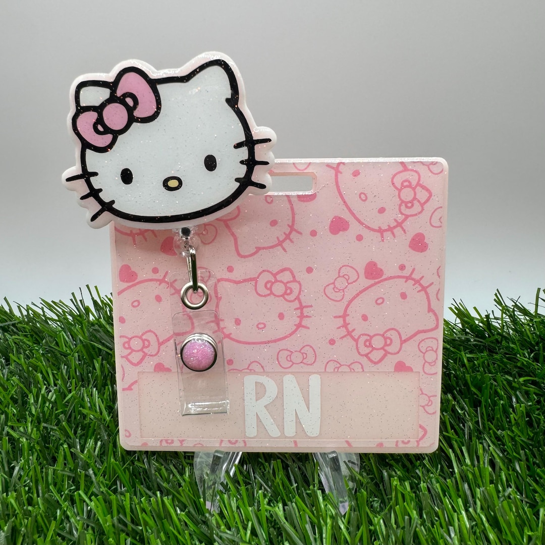 Light Pink Kitty Retractable Badge Reel Set - Etsy