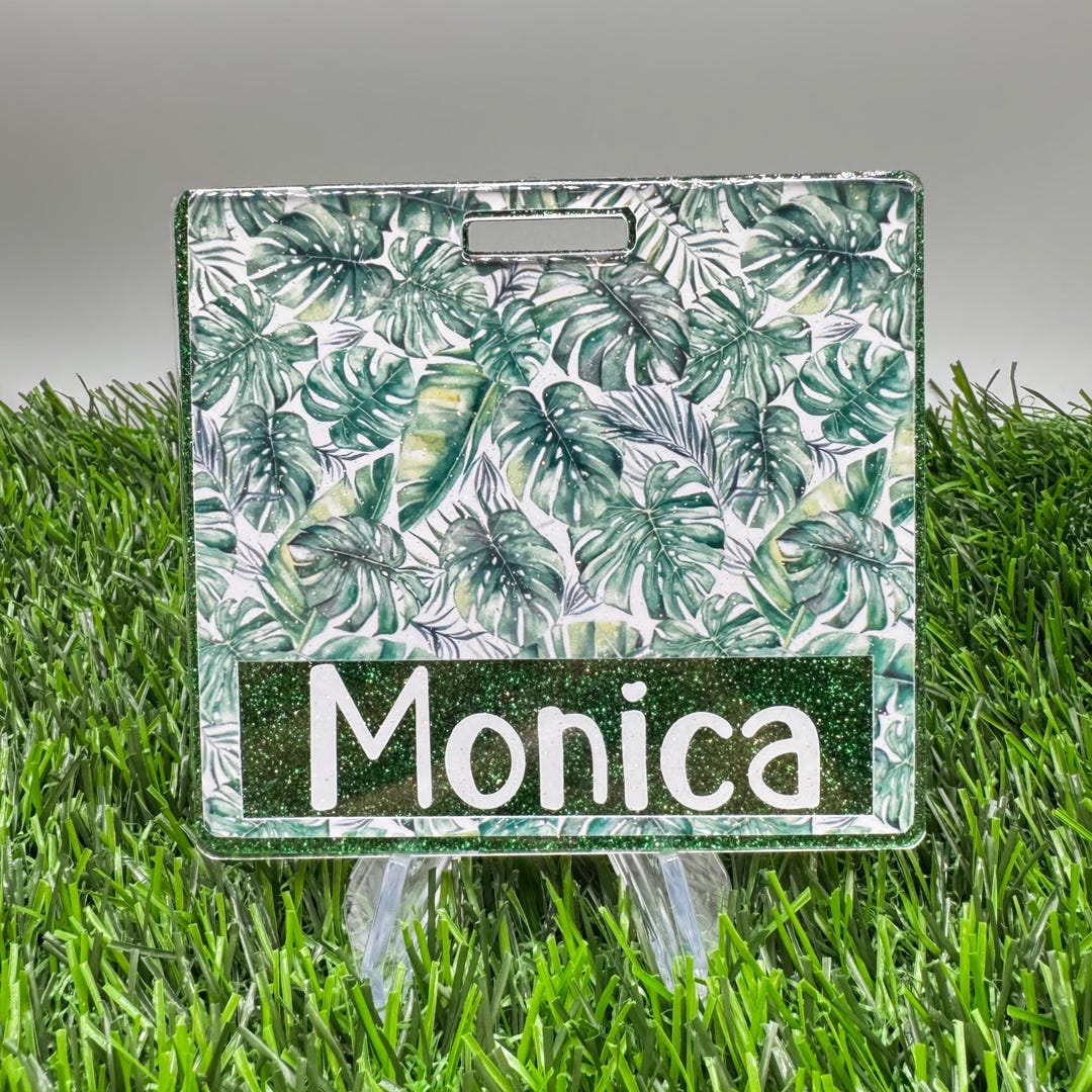 Monstera Personalized Badge Buddy | Custom Badge Buddy - Etsy