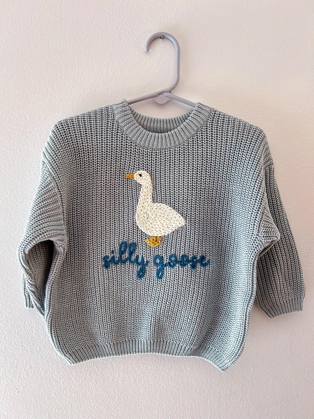 Silly Goose Baby Toddler Name Sweater / Hand-embroidered Sweater - Etsy